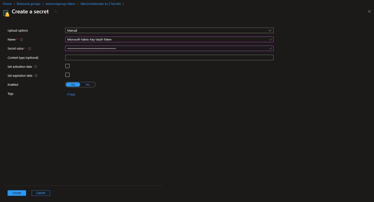 Secrets in Azure Key Vault with Fabric Notebooks
