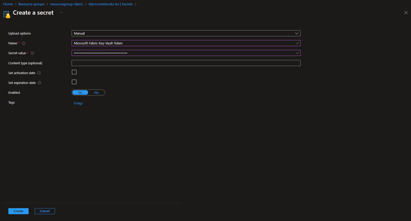 Secrets in Azure Key Vault with Fabric Notebooks